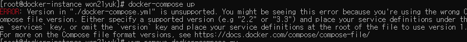 Trouble Shooting Error Version In Docker Composeyml Is Unsupported 일기장 같은 블로그